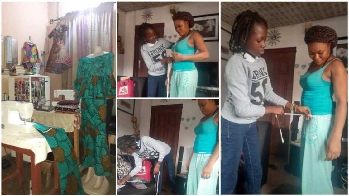 Talented Nigerian girl Favour Adebayo showcases her craft as a tailor ...