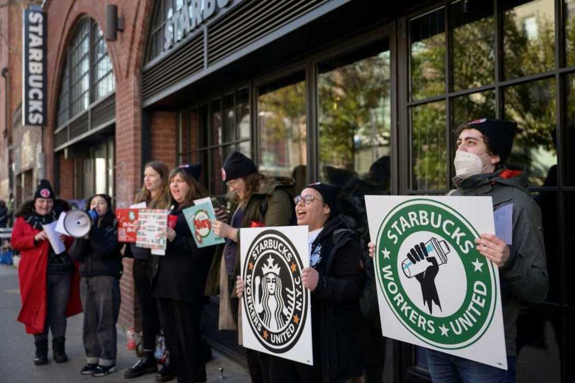 Starbucks staff go on strike in US stores over labor talks - Legit.ng
