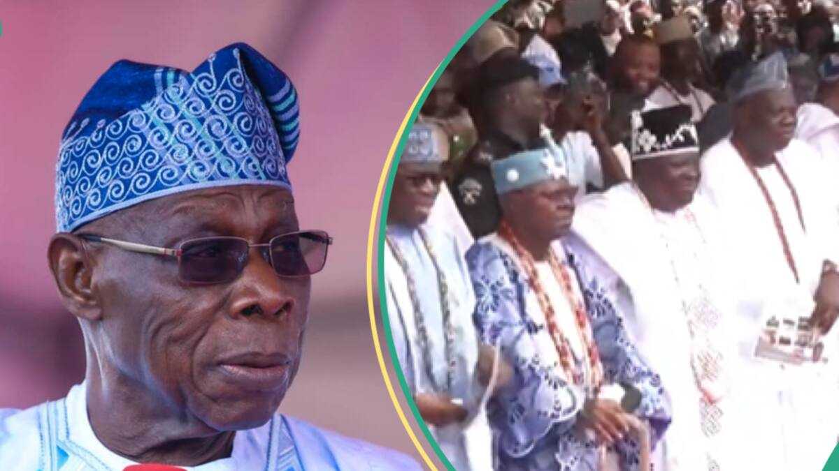 Obasanjo Orders Yoruba Monarchs To Stand Up and Greet Him in Viral Video, Netizens React - Legit.ng