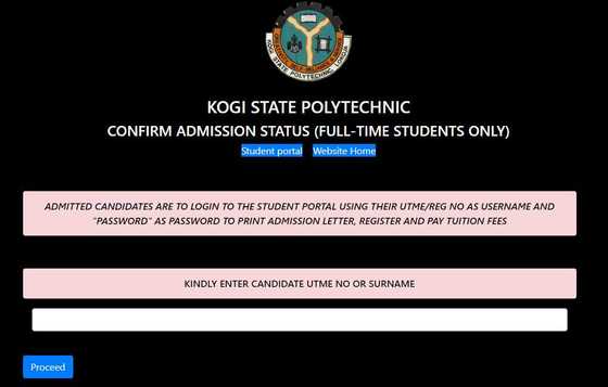 Kogi State Polytechnic portal admission list: where and how to check ...