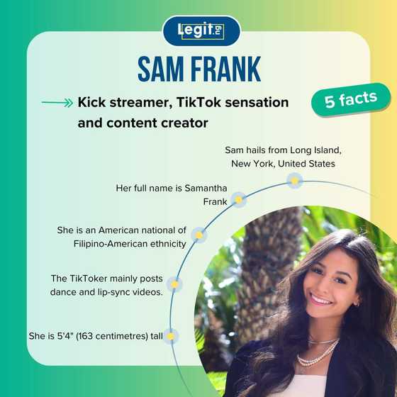Sam Frank's age, social media, net worth, who has she dated? - Legit.ng