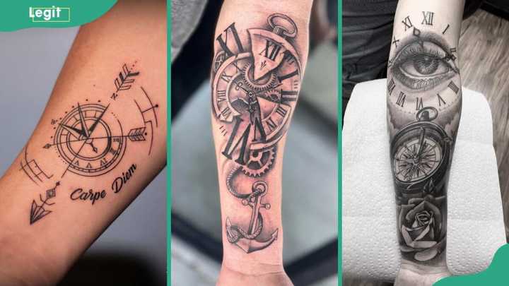 30 uniquely timeless clock tattoo designs and what they mean - Legit.ng