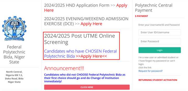 Federal Poly Bida admission portal: how to check admission and next ...