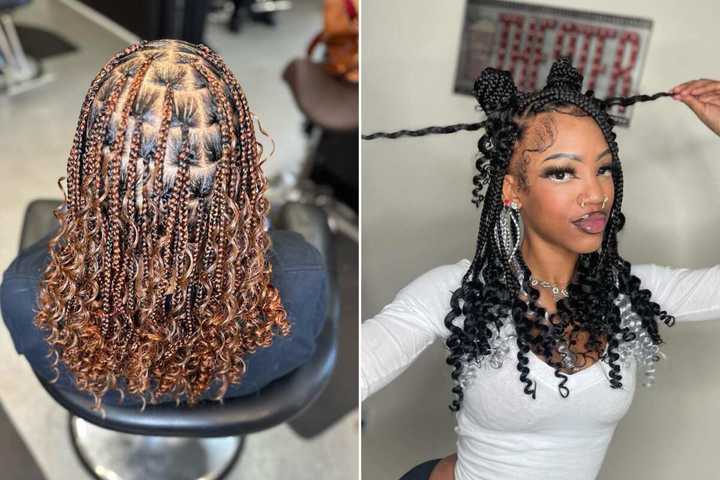 Knotless braids with curls: 30+ ideas to try on hair of any length ...